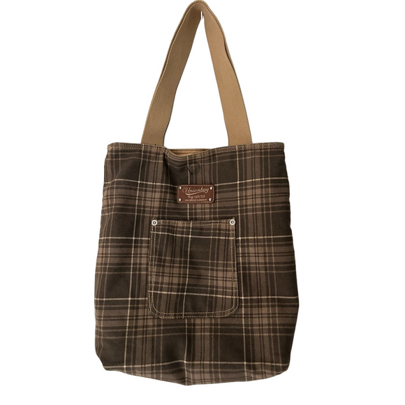 UNIONBAY | Bags | Unionbay Vintage Brown And Tan Plaid Tote Bag | Poshmark